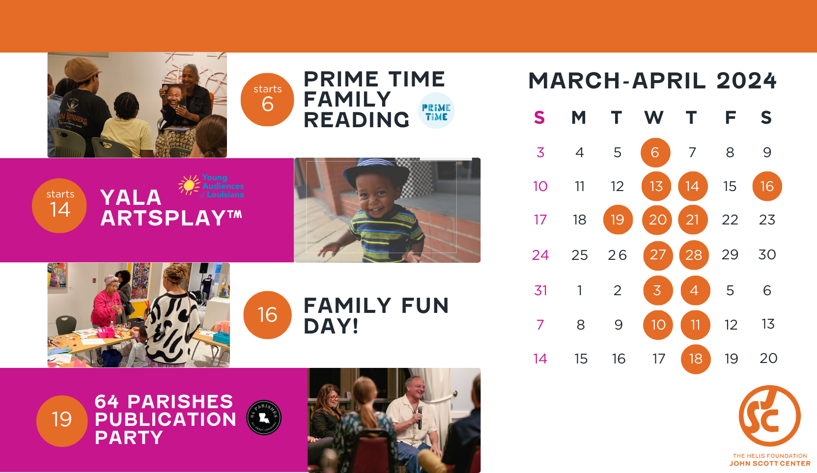 Spring Events at The Helis Foundation John Scott Center - LEH